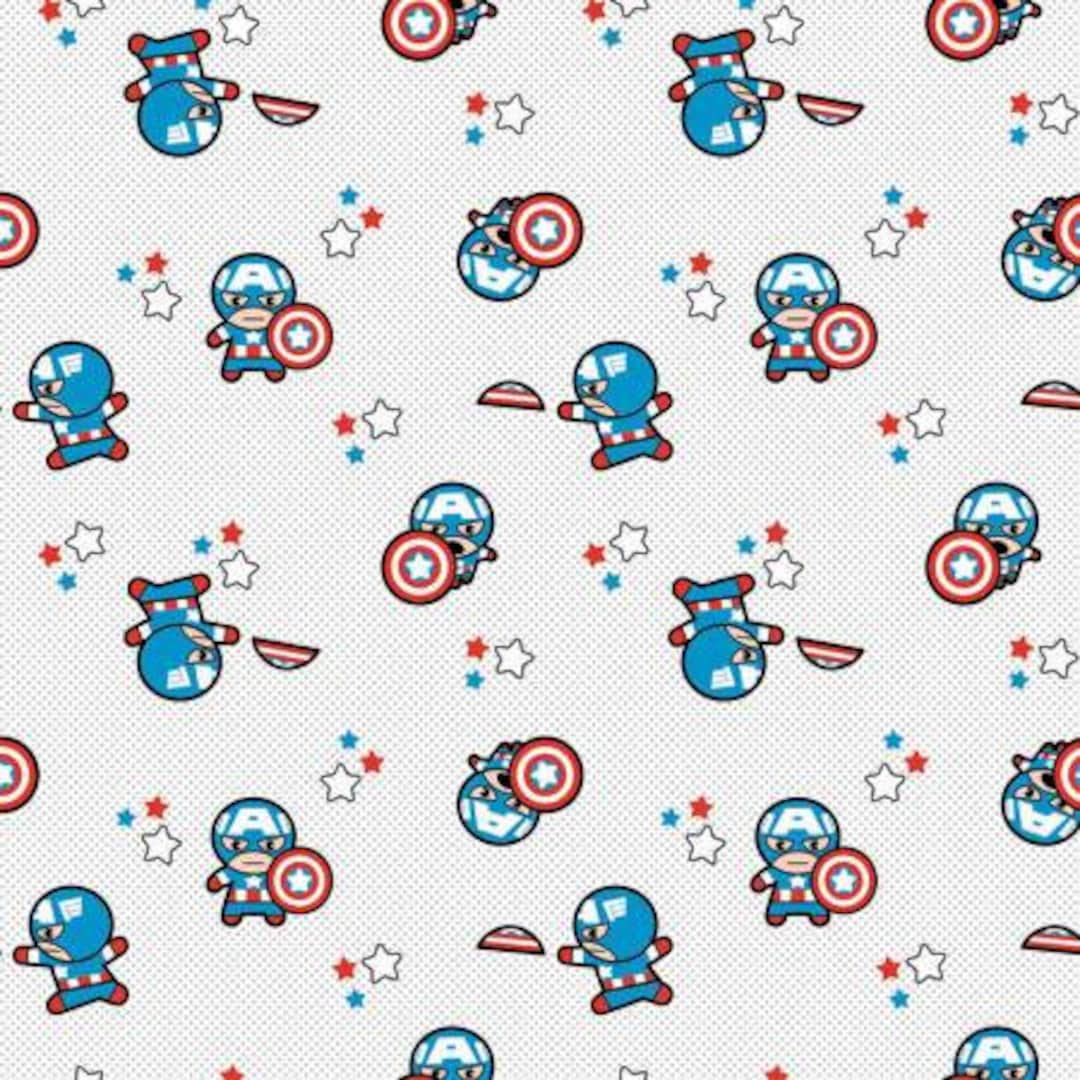 FLANNEL Fabric, White Captain America, Camelot Fabric, 13020705B-2 ...