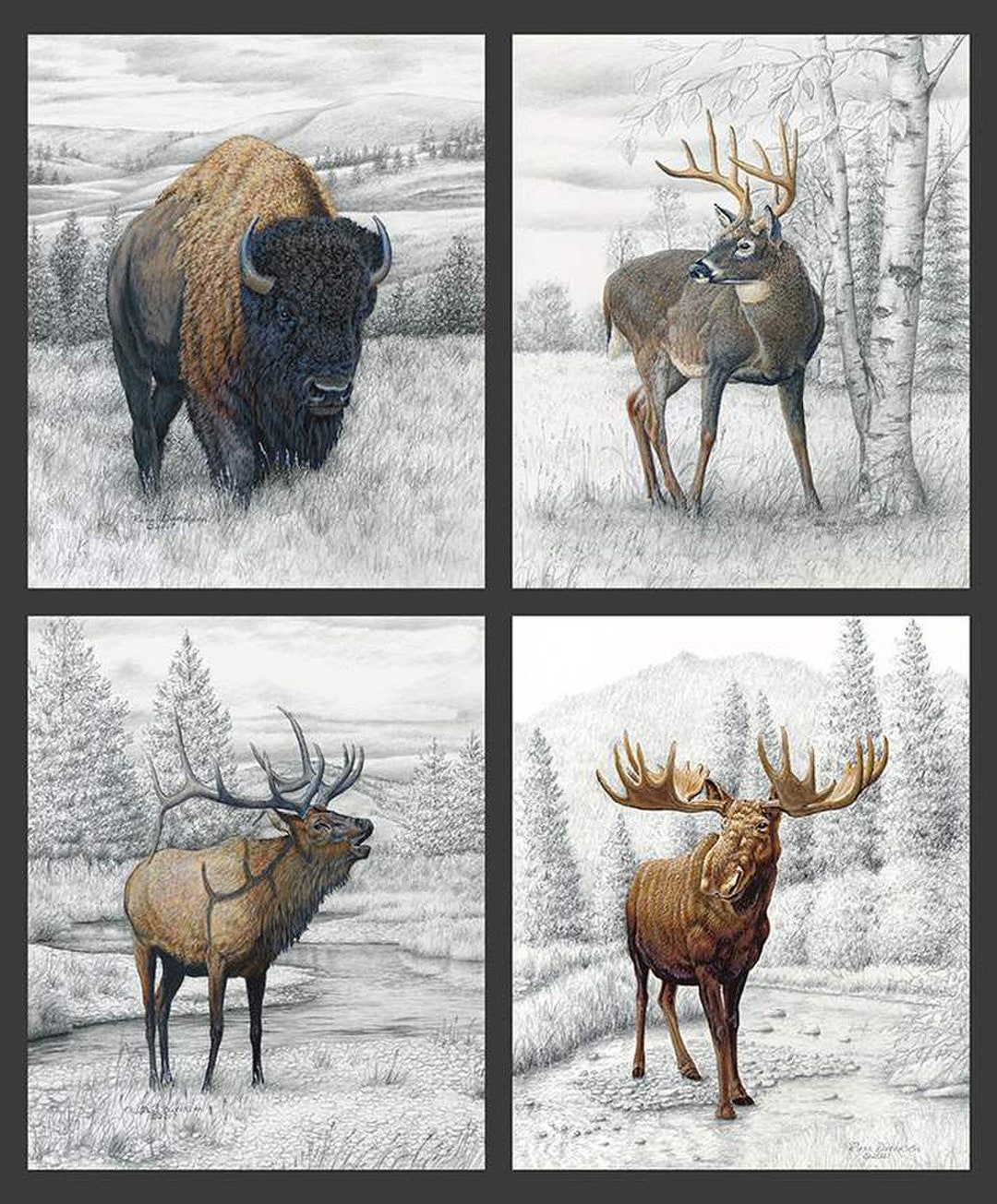 Pillow Panels, Whitetail Deer, Elk Moose, Riley Blake Fabric, PPD12978 ...