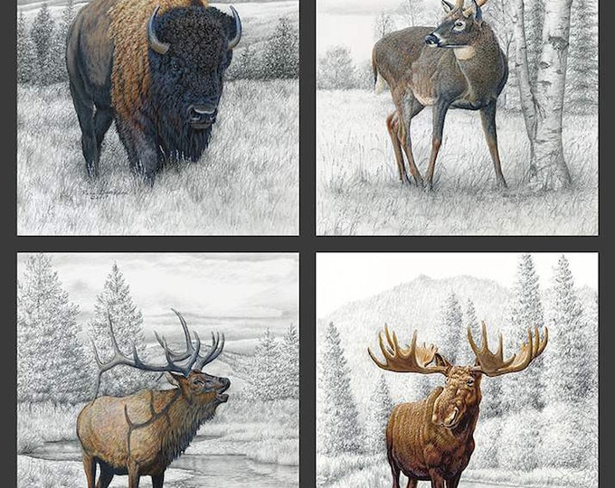 Pillow Panels, Whitetail Deer, Elk Moose, Riley Blake Fabric, PPD12978 ...