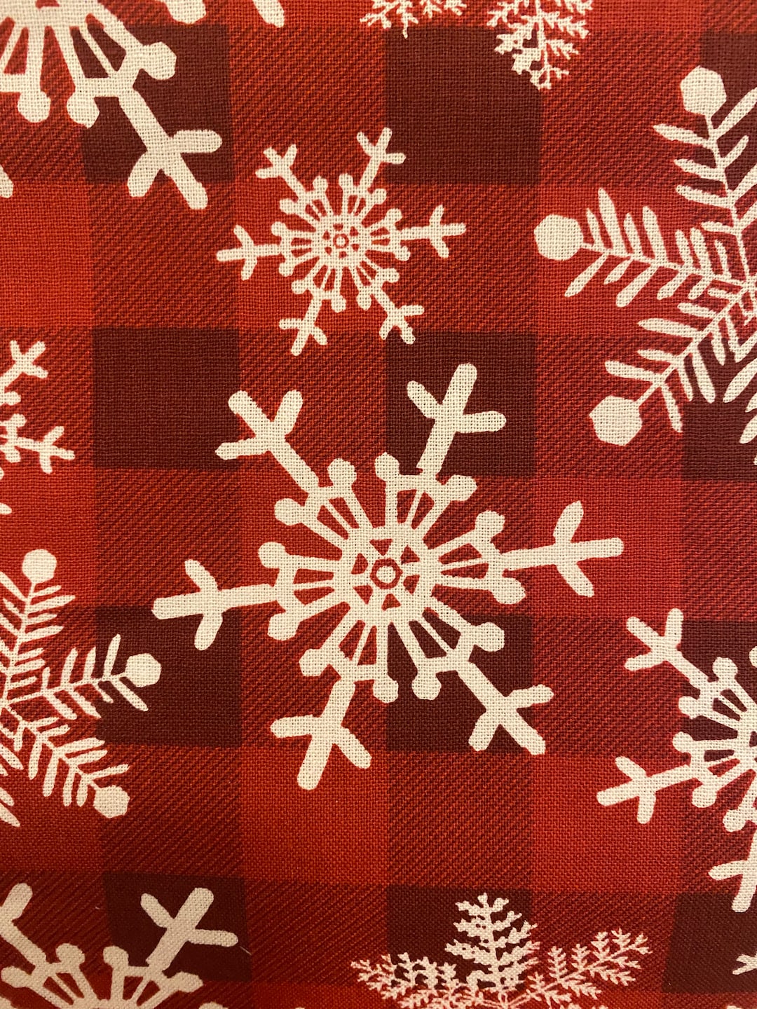 Christmas Fabric, Christmas Snowflakes, Red Plaid Snowflakes. David's ...