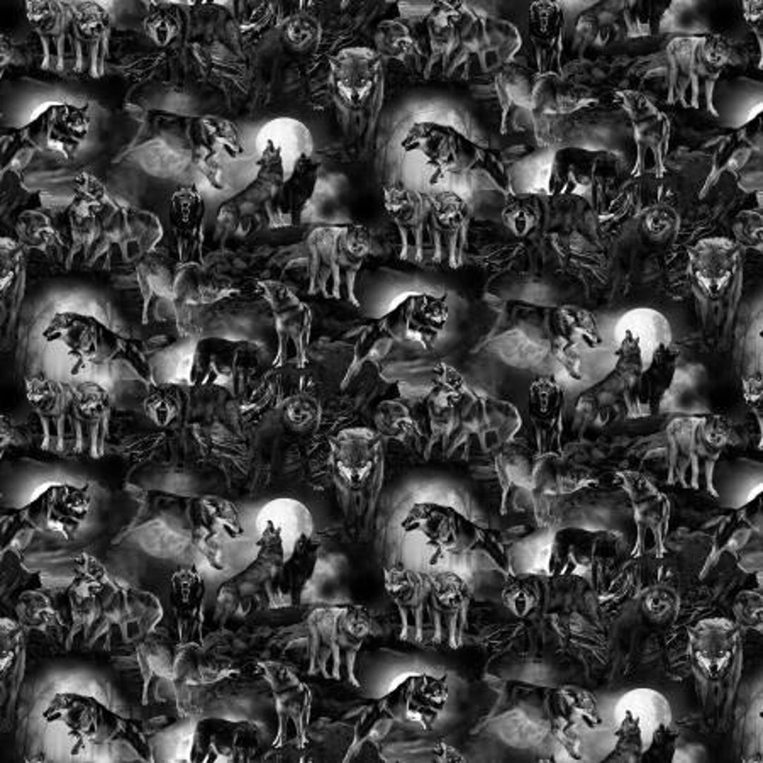 Halloween Fabric, Wolf Farbic, Grey Wolf, Timeless Treasures, Gray ...
