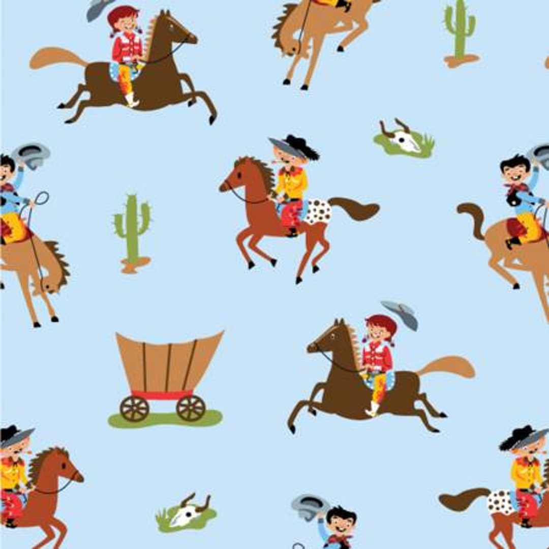 Cowboy Fabric, Blue Cowboy, Horses Cowboys, Freckle and Lollie, Howdy ...