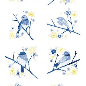 Bird Panel, Bluebird Fabric Panel, 24 Inch Panel, Riley Blake, Sunshine ...