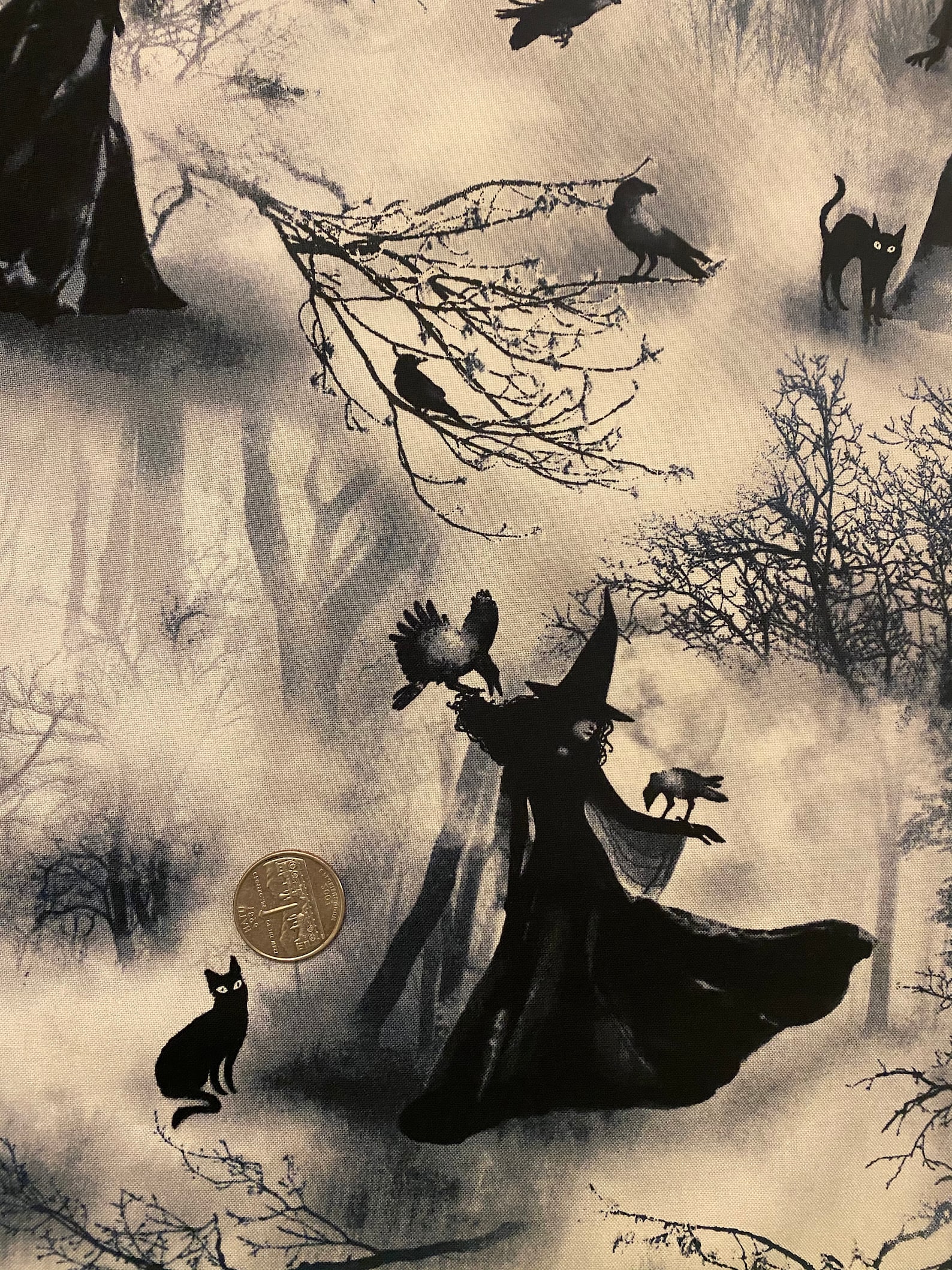 Halloween Fabric Witch Farbic Grey Witch Fabric Timeless - Etsy