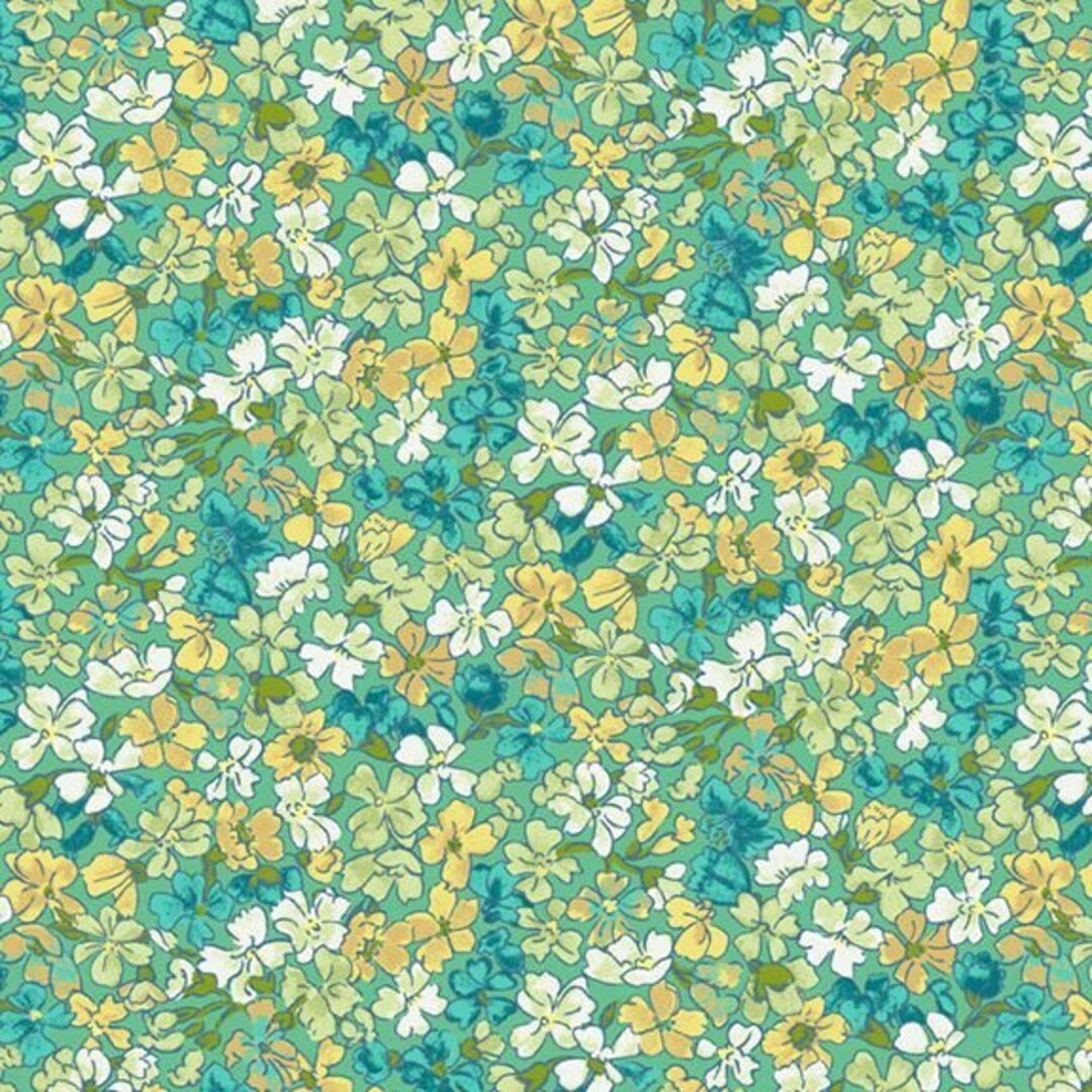 Aqua Floral, Cotton Quilting, Marcus Fabbric, Nancy Rink, Greenhouse ...