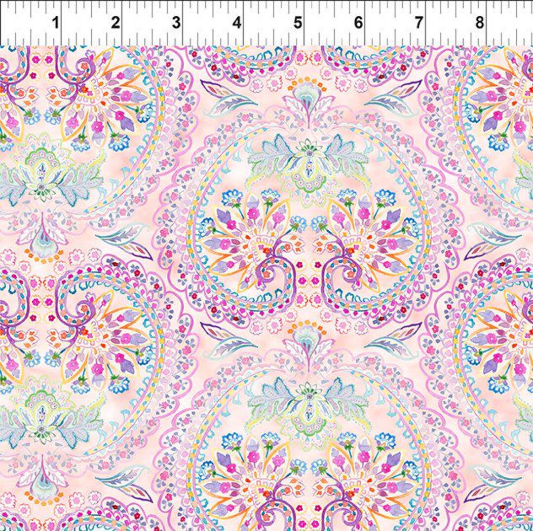 Daydreams Pink, Paisley Floral Fabric, in the Beginning Fabric, Cotton ...