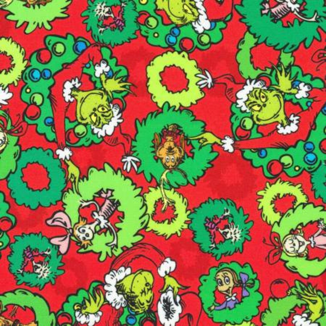 Christmas Fabric, Grinch Fabric, Dr. Seuss, Dr. Seuss Holiday, Robert ...