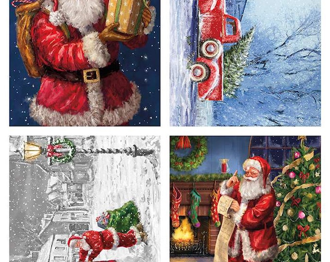 Christmas Pillow Panels Santa Claus Fabric Christmas Fabric - Etsy