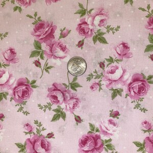 Rose Fabric, Pink Rose Fabric, Fabric Traditions Fabric, Roses and Dots ...