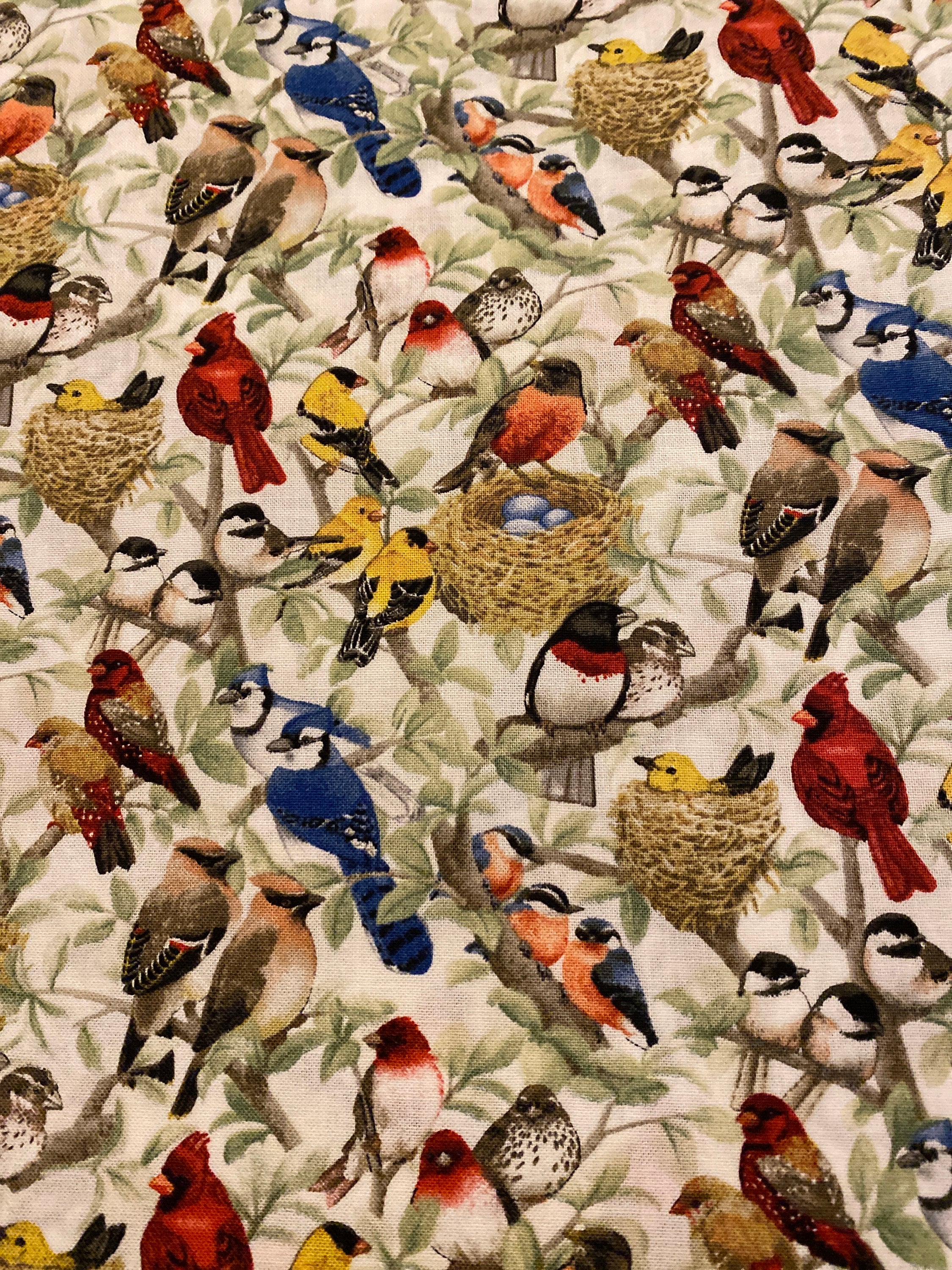 Bird Fabric, Beautiful Birds, Blue Red Birds, Trees and Birds ...