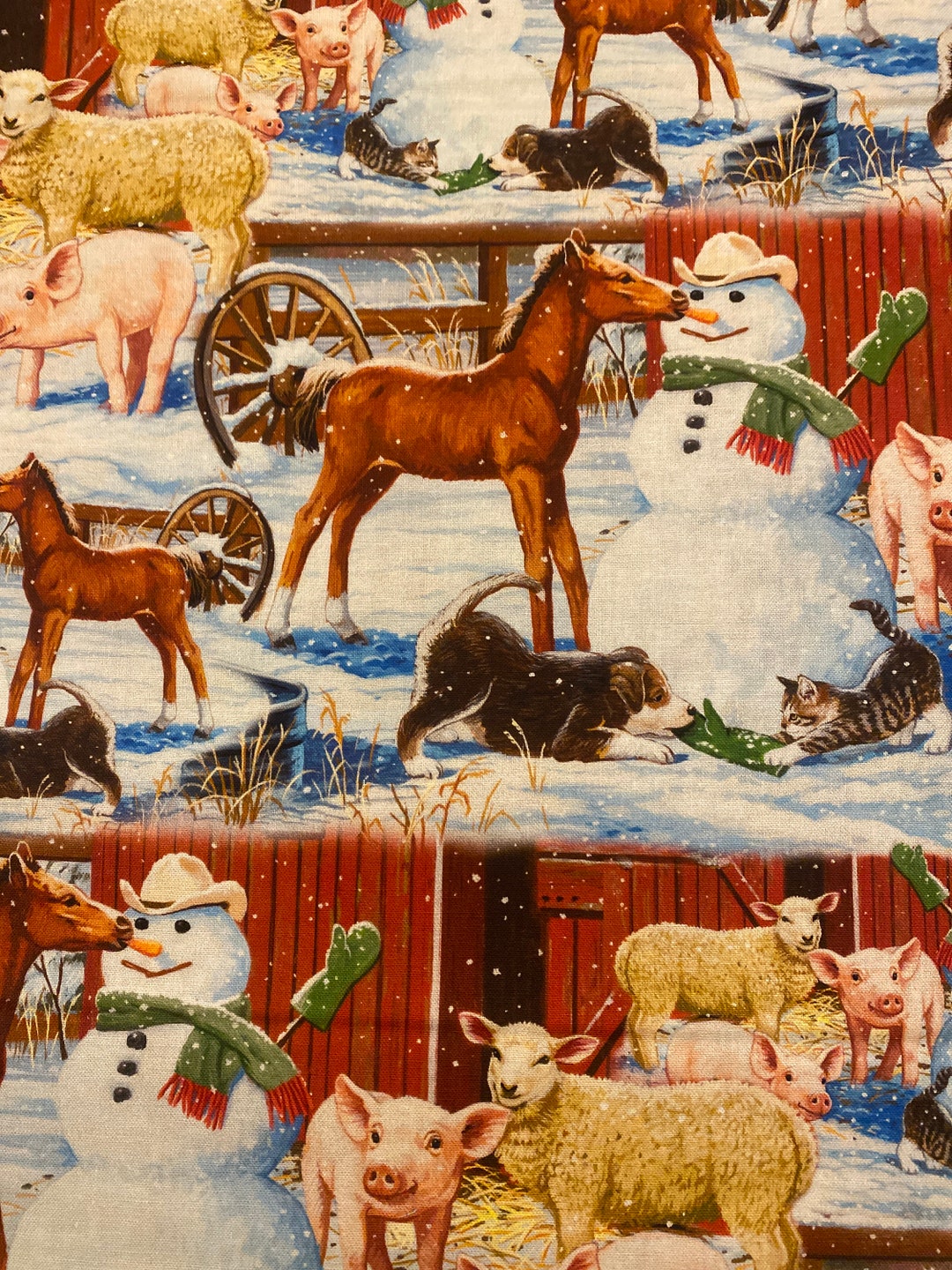 Christmas Fabric, Christmas Barnyard, David's Textiles, Christmas ...