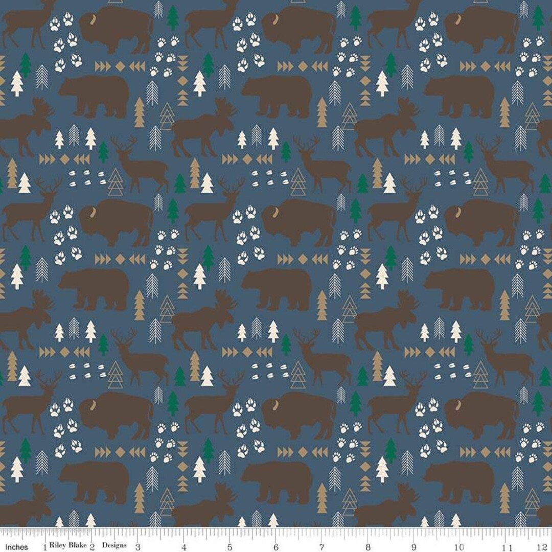 FLANNEL Fabric, Deer Fabric, Moose Fabric, Bear Fabric Flannel, Riley ...