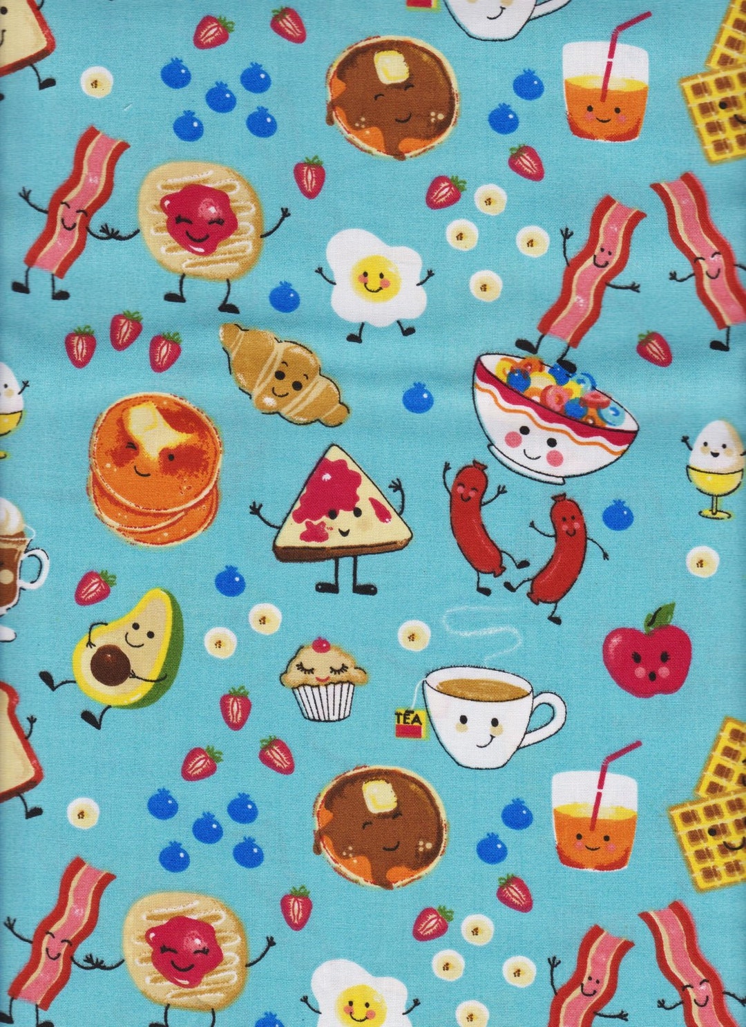 Breakfast Food, Food Fabric, Fabric Traditions, 100% Cotton Fabric ...