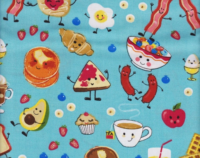 Breakfast Food, Food Fabric, Fabric Traditions, 100% Cotton Fabric ...