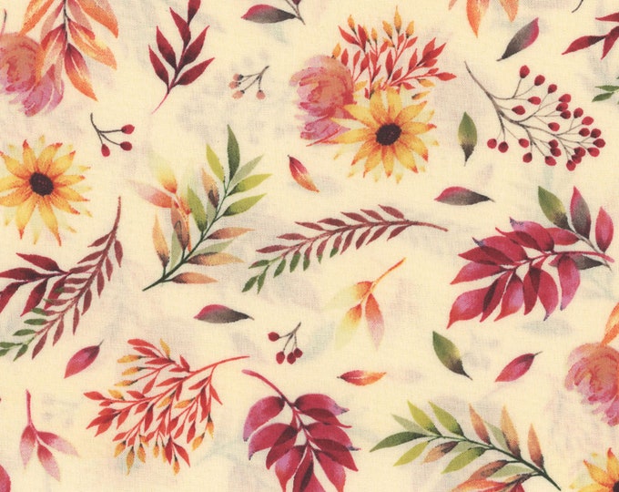 Fall Leaf Fabric, Sunflowers Leaves, Autumn Leaf Fall Fabric, Fall ...
