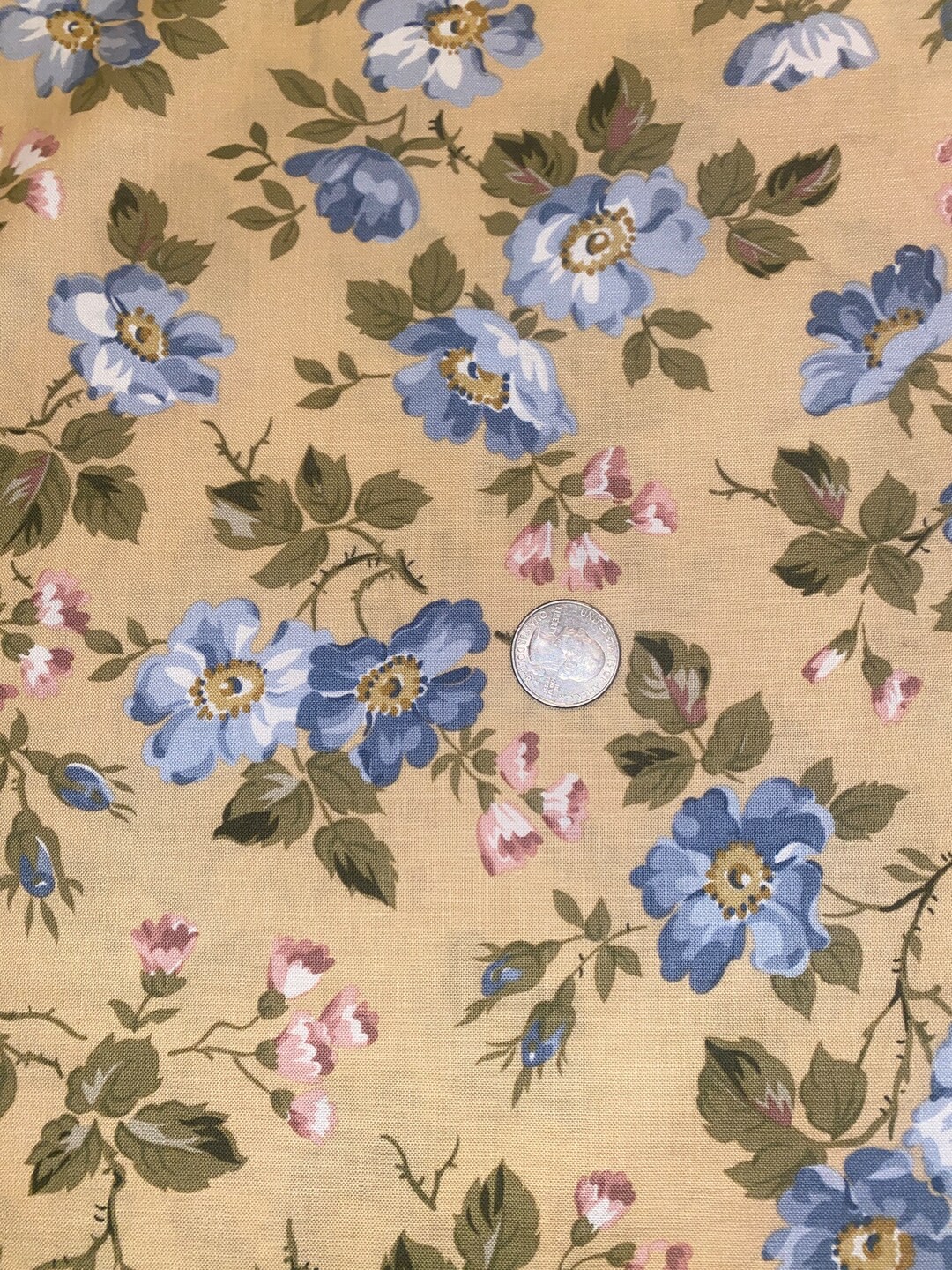 Blue Floral, Midnight Garden Floral Dijon, Cotton Quilting Fabric ...