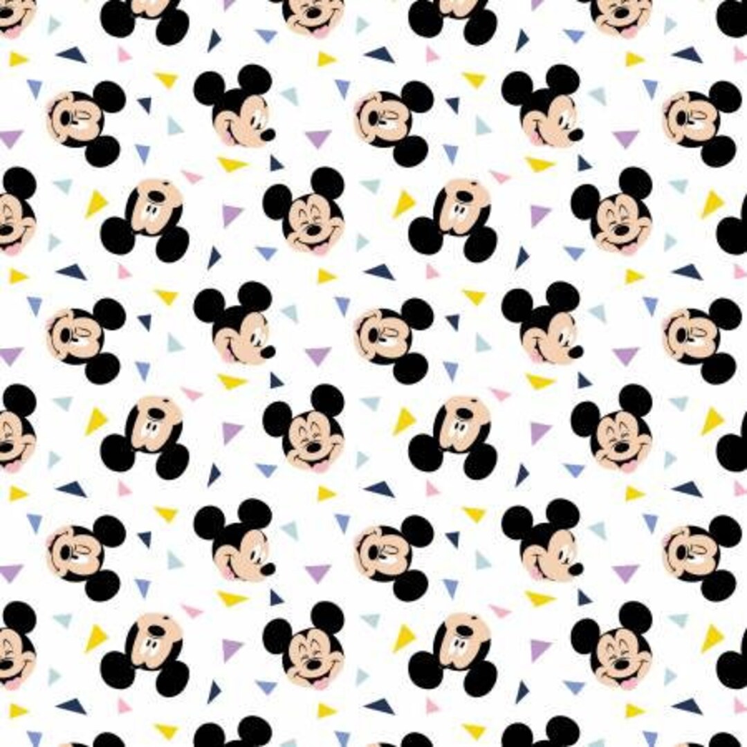 Mickey Mouse, Mickey Mouse Flannel, White Mickey Mouse, FLANNEL Cotton ...