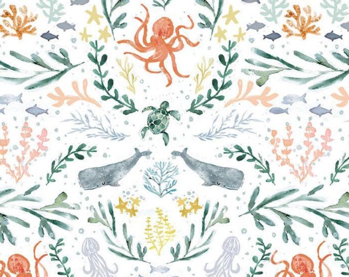 Sea Life Fabric, Turtles, Whales, Octopus, Dear Stella, Cotton Quilting ...