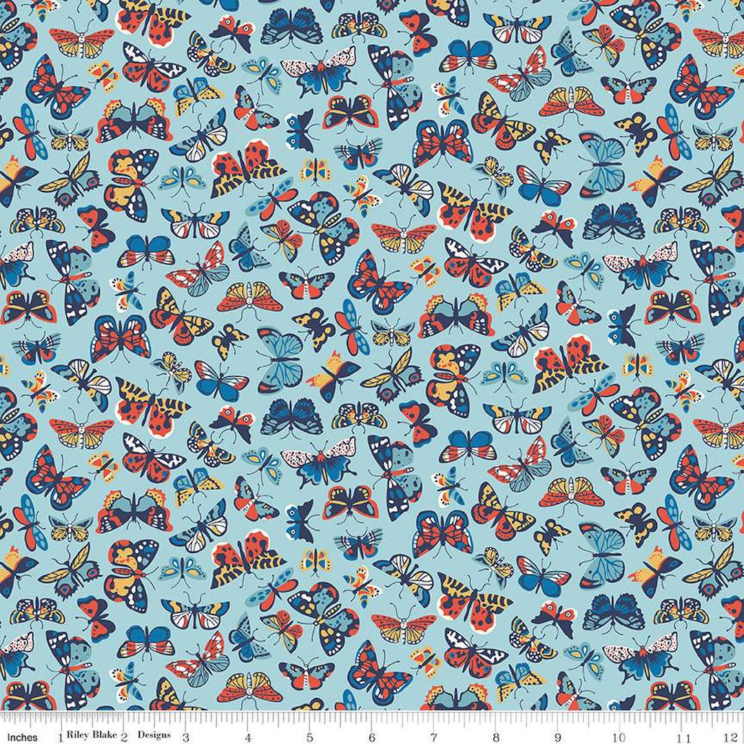 Butterfly Fabric, Blue Butterfly, Riley Blake, Sewing Quilting 100% ...