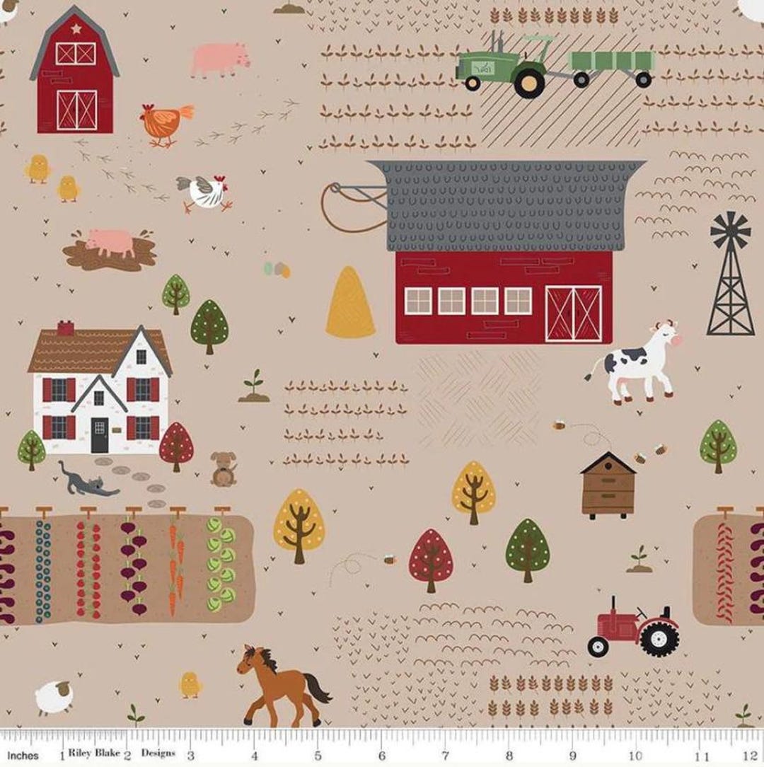 Farm Fabric, Country Life Wheat, Cows Horses, Barns Tractors, Tractors ...