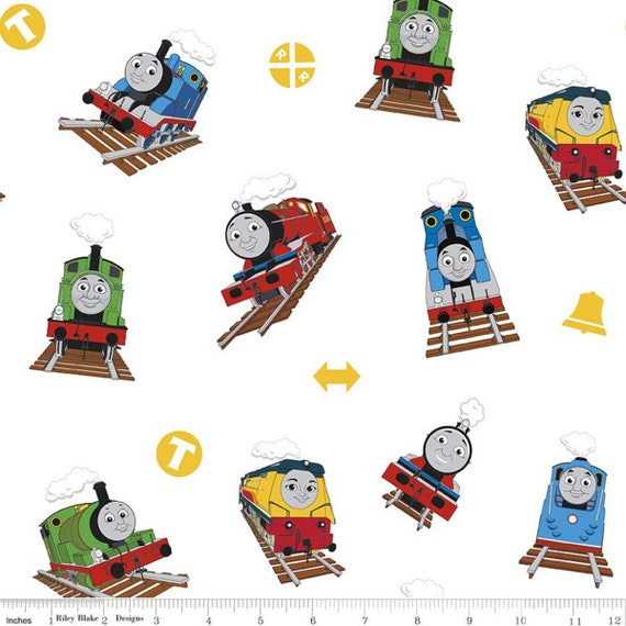 Thomas the Train Main White Fabric Train Thomas Fabric | Etsy