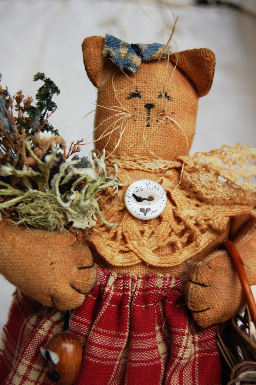 Handmade Folk Art Miss Kitty Doll - Vintage - Artist Signed - Central ...