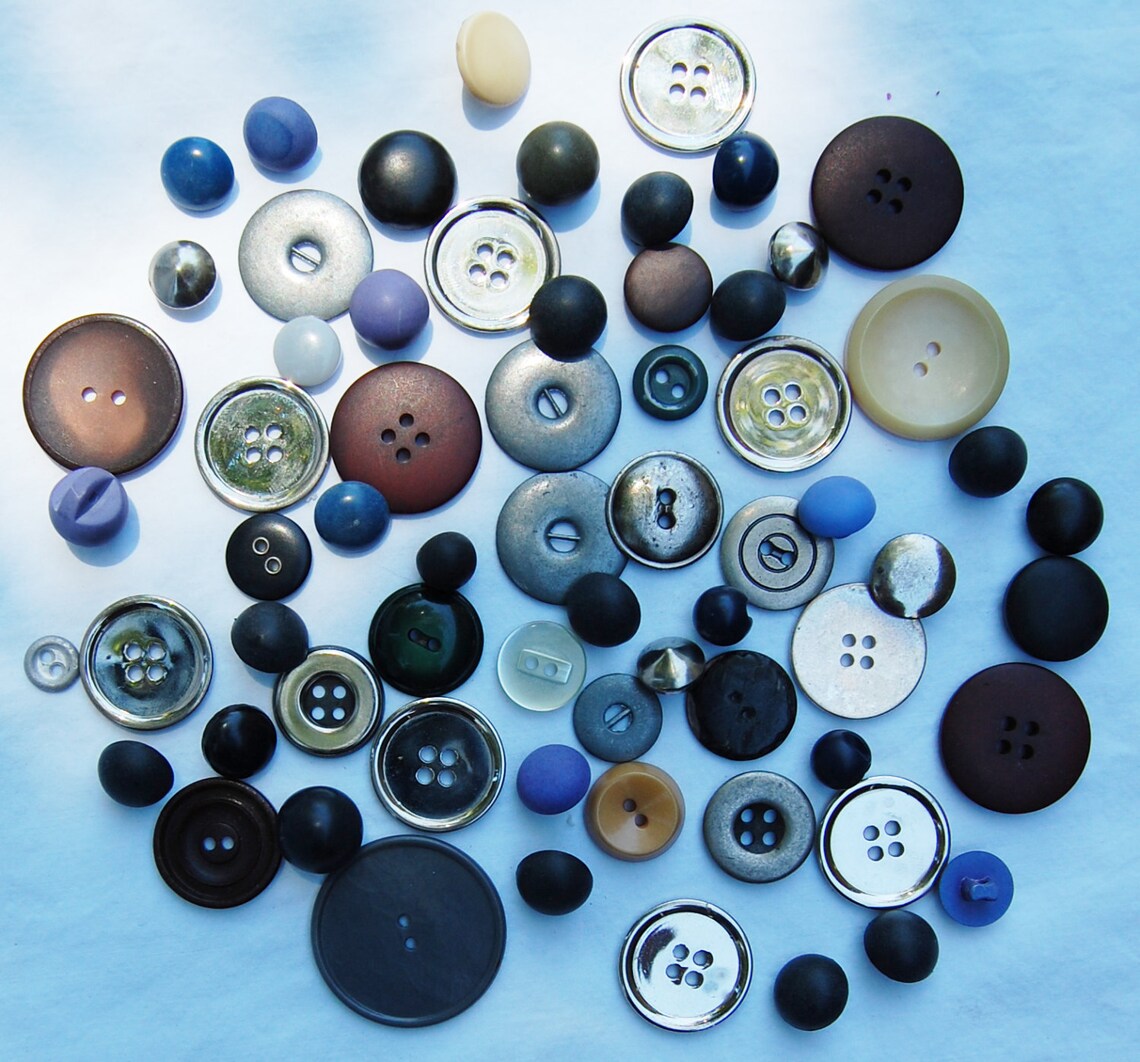 DESTASH - Industrial Chic, Minimalist - 65 Vintage Buttons Mix - Muted ...
