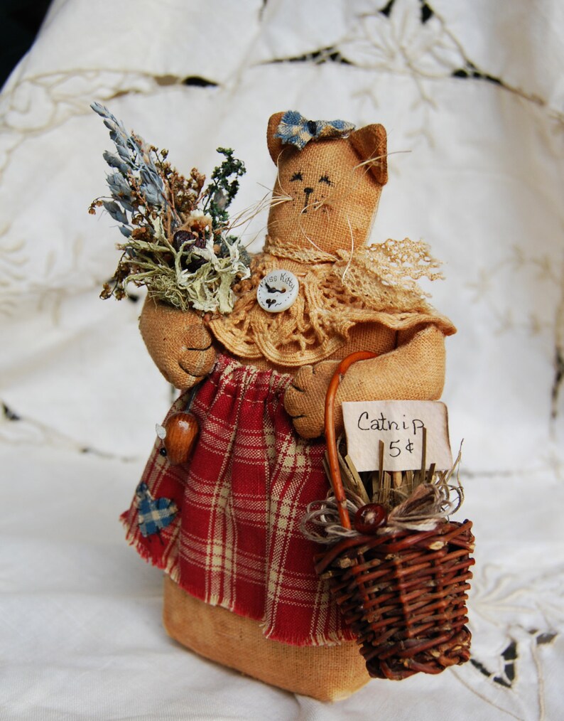 Handmade Folk Art Miss Kitty Doll - Vintage - Artist Signed - Central ...