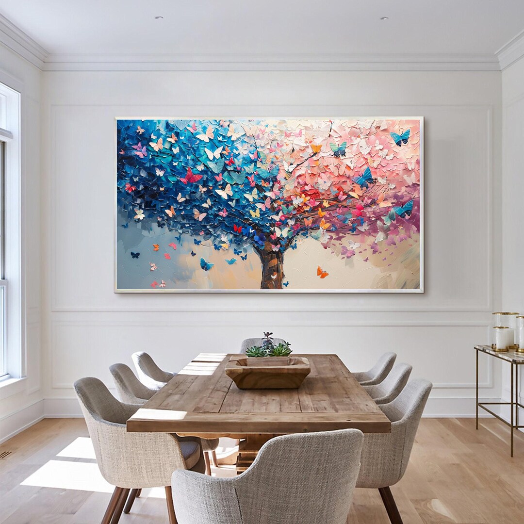 Abstract Colorful Butterfly Tree Impasto Painting, Creative Artwork ...
