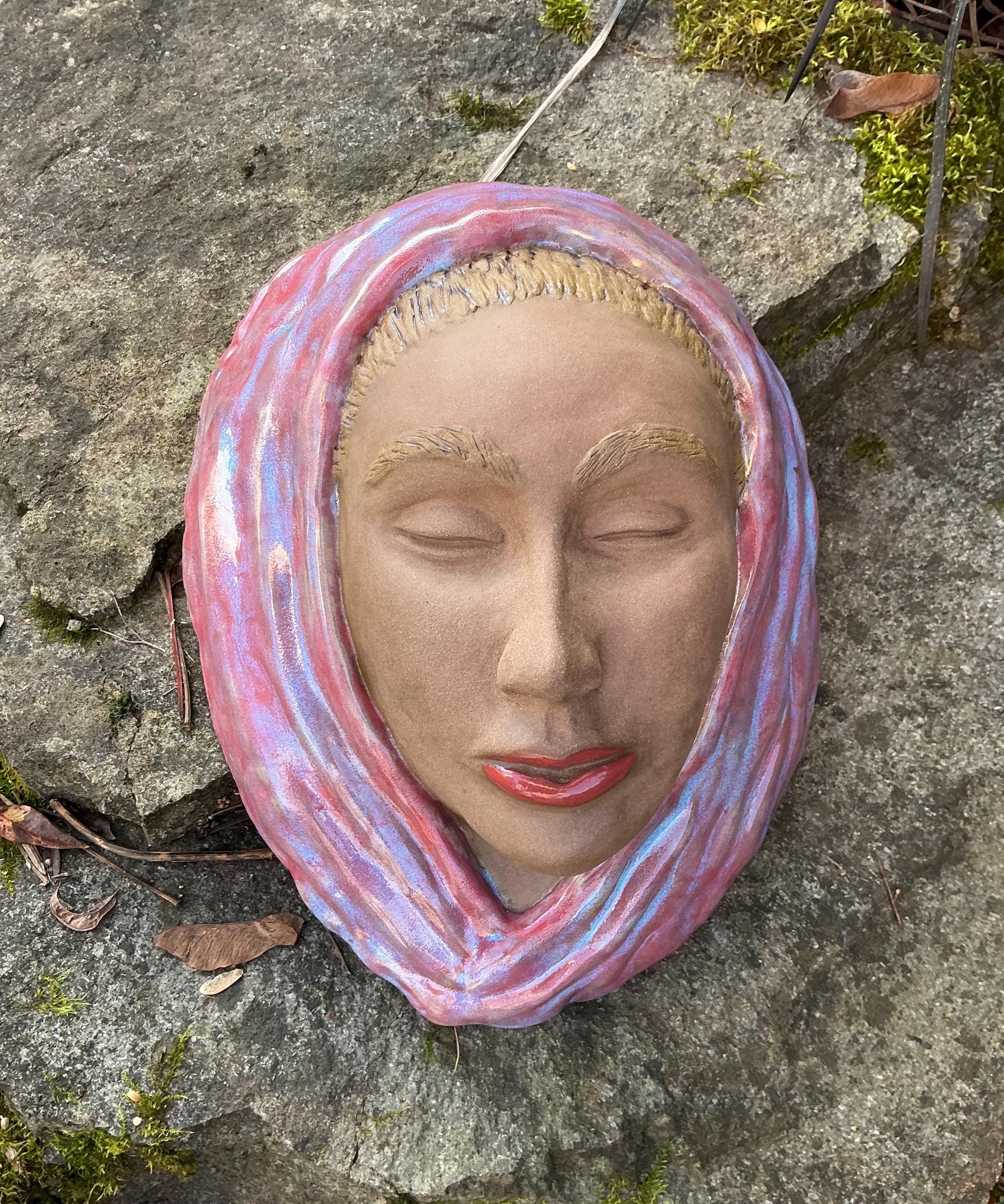 Handmade Ceramic Wall Mask: Woman With Colorful Turban - Etsy