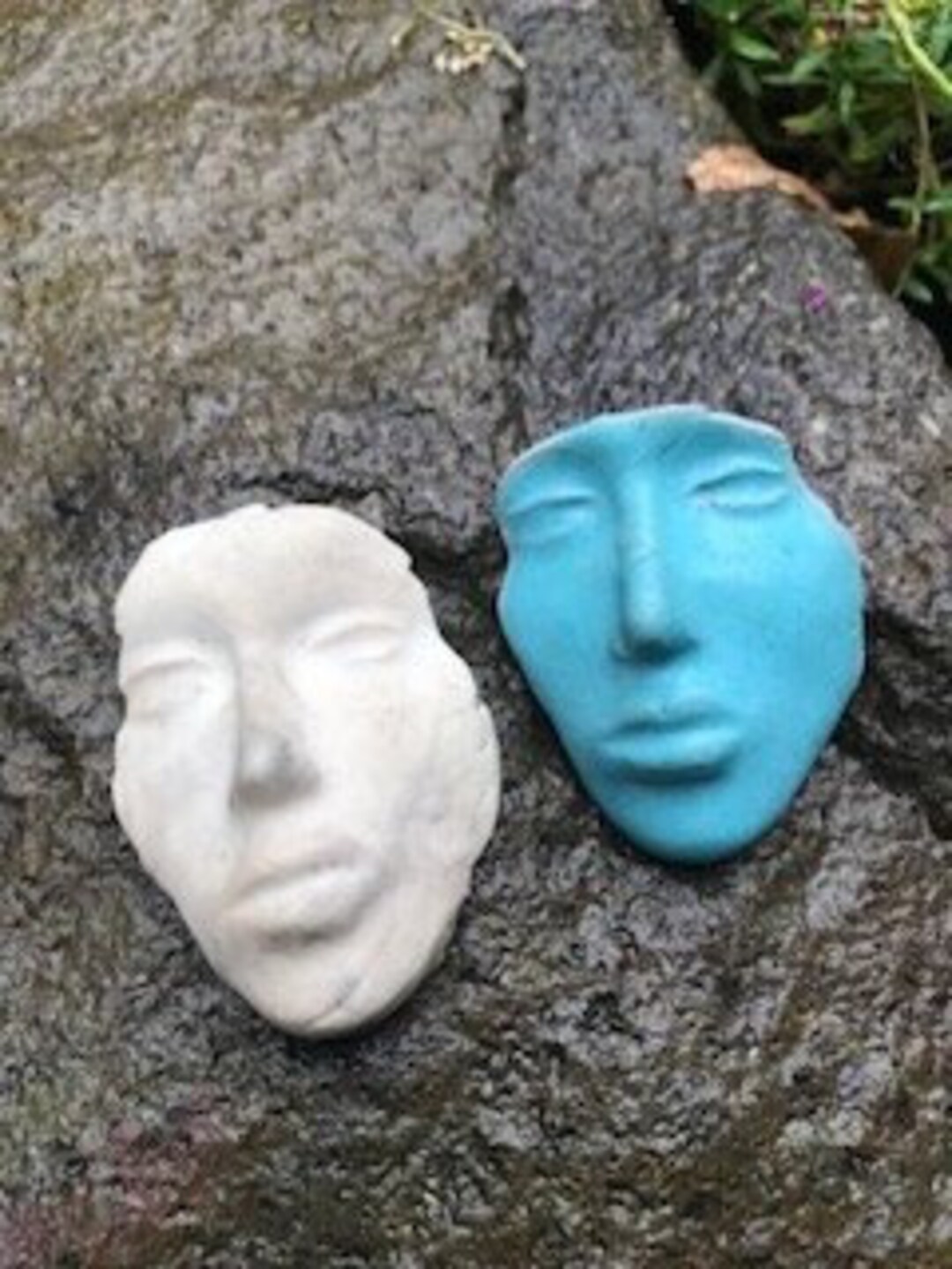Miniature Ceramic Sculptural Masks, Mask, Faces, Set of Two, Female ...