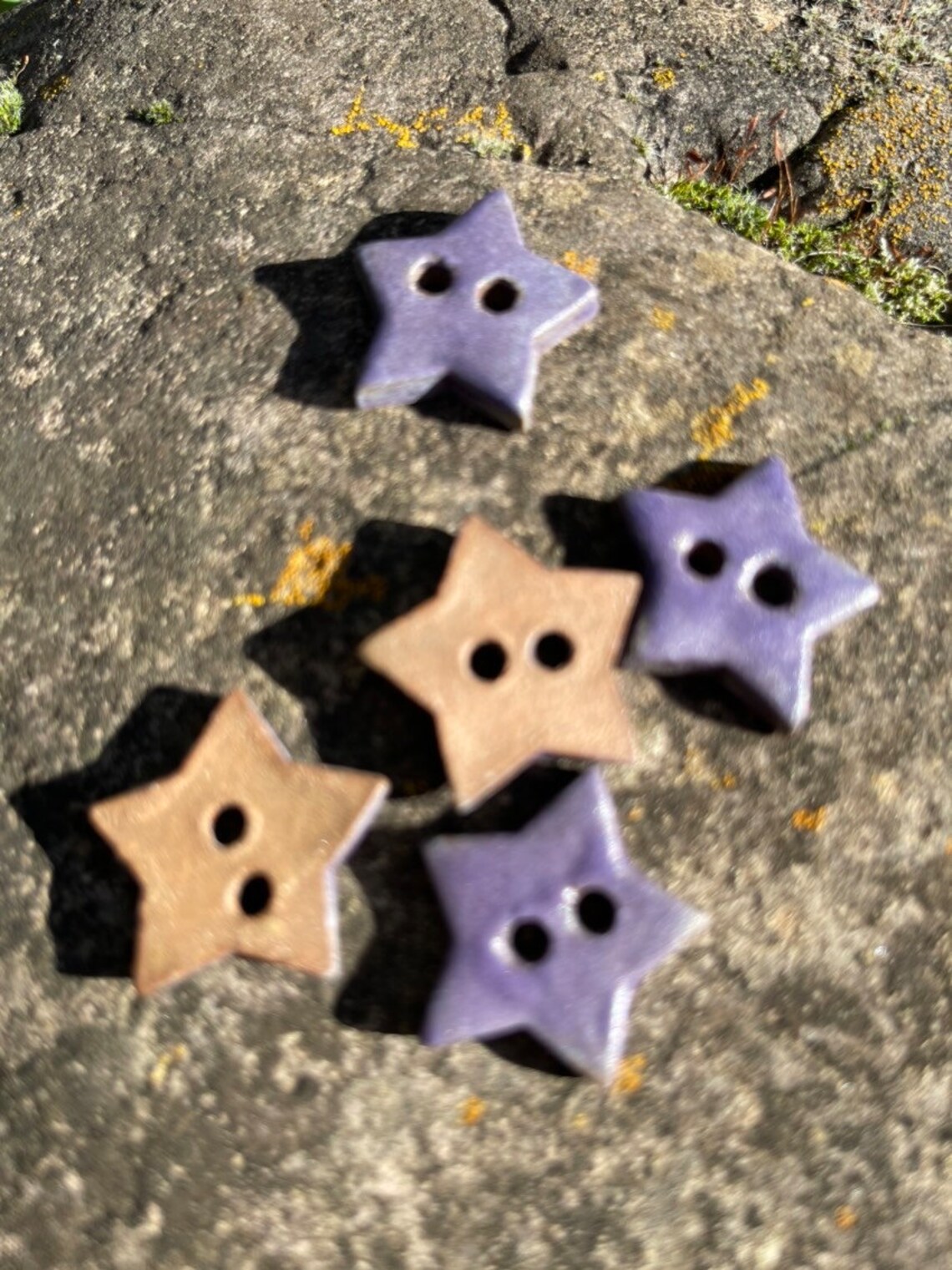 Handmade Purple Star Ceramic Buttons: Sewing, Knitting, Crafts (set of ...