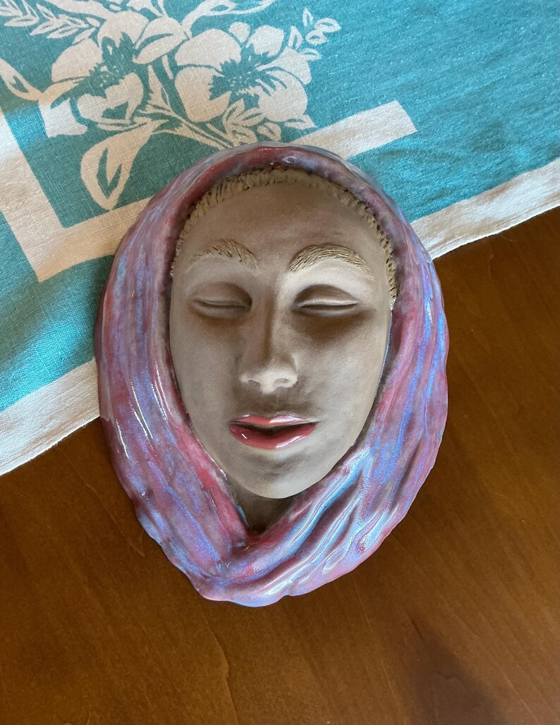 Handmade Ceramic Wall Mask: Woman With Colorful Turban - Etsy