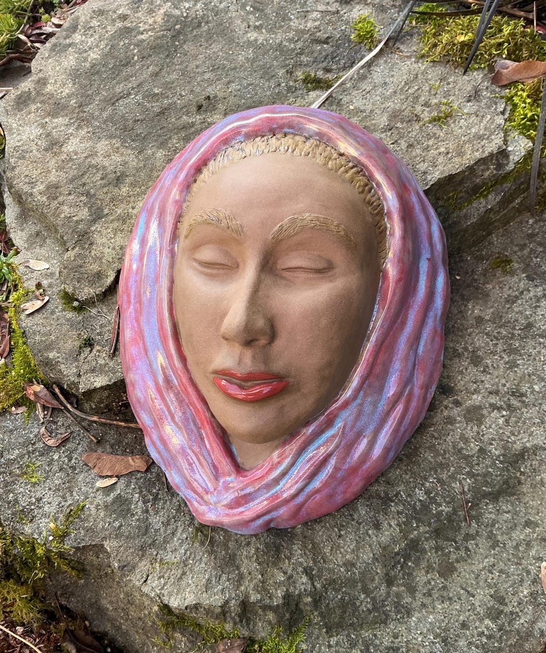 Handmade Ceramic Wall Mask: Woman With Colorful Turban - Etsy