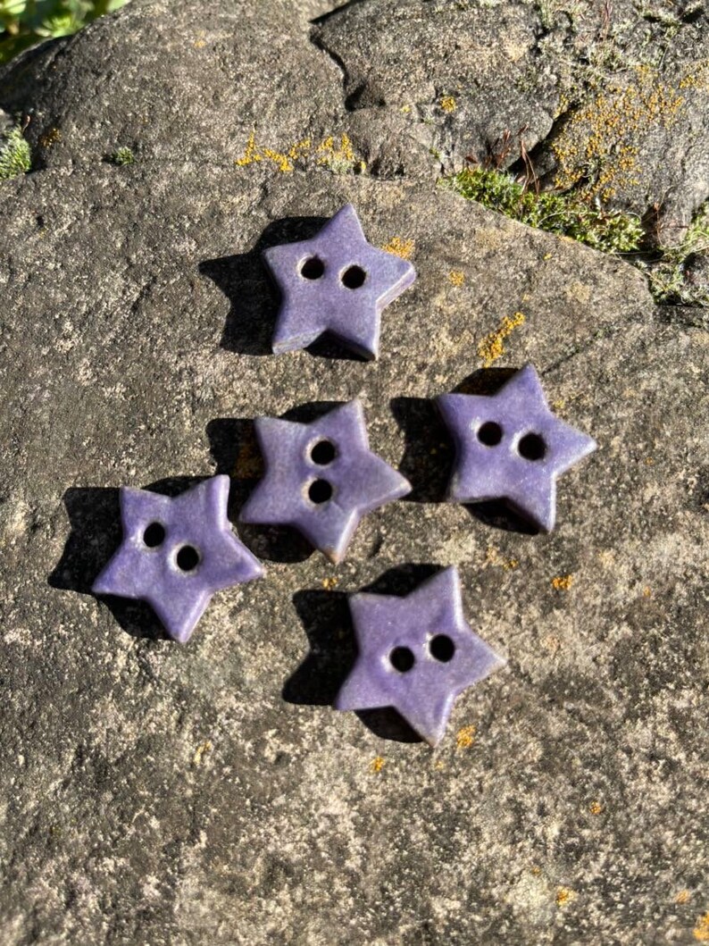 Handmade Purple Star Ceramic Buttons: Sewing, Knitting, Crafts (set of ...