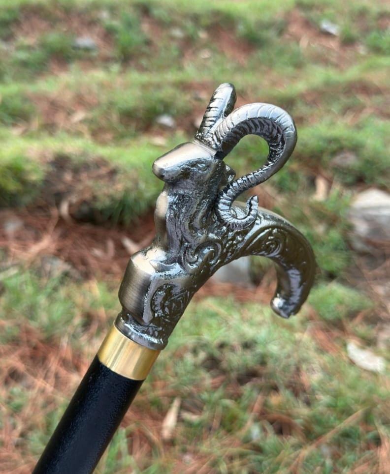 Handmade Ram Head Brass Walking Stick | Vintage Designer Cane - Etsy