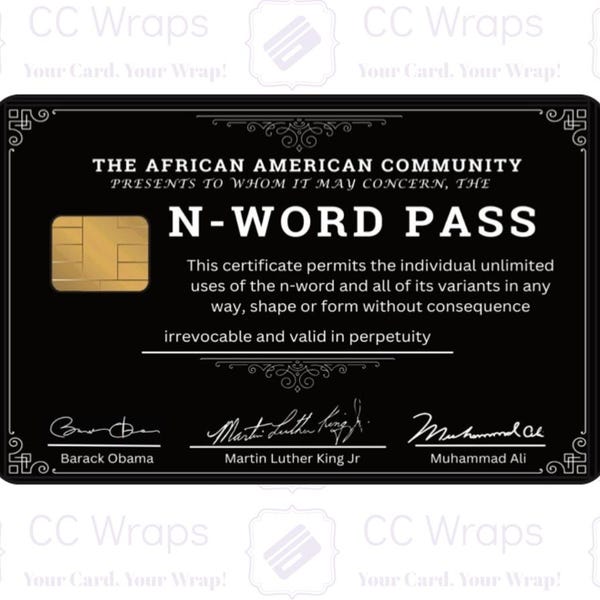 N Word Pass Card - Etsy
