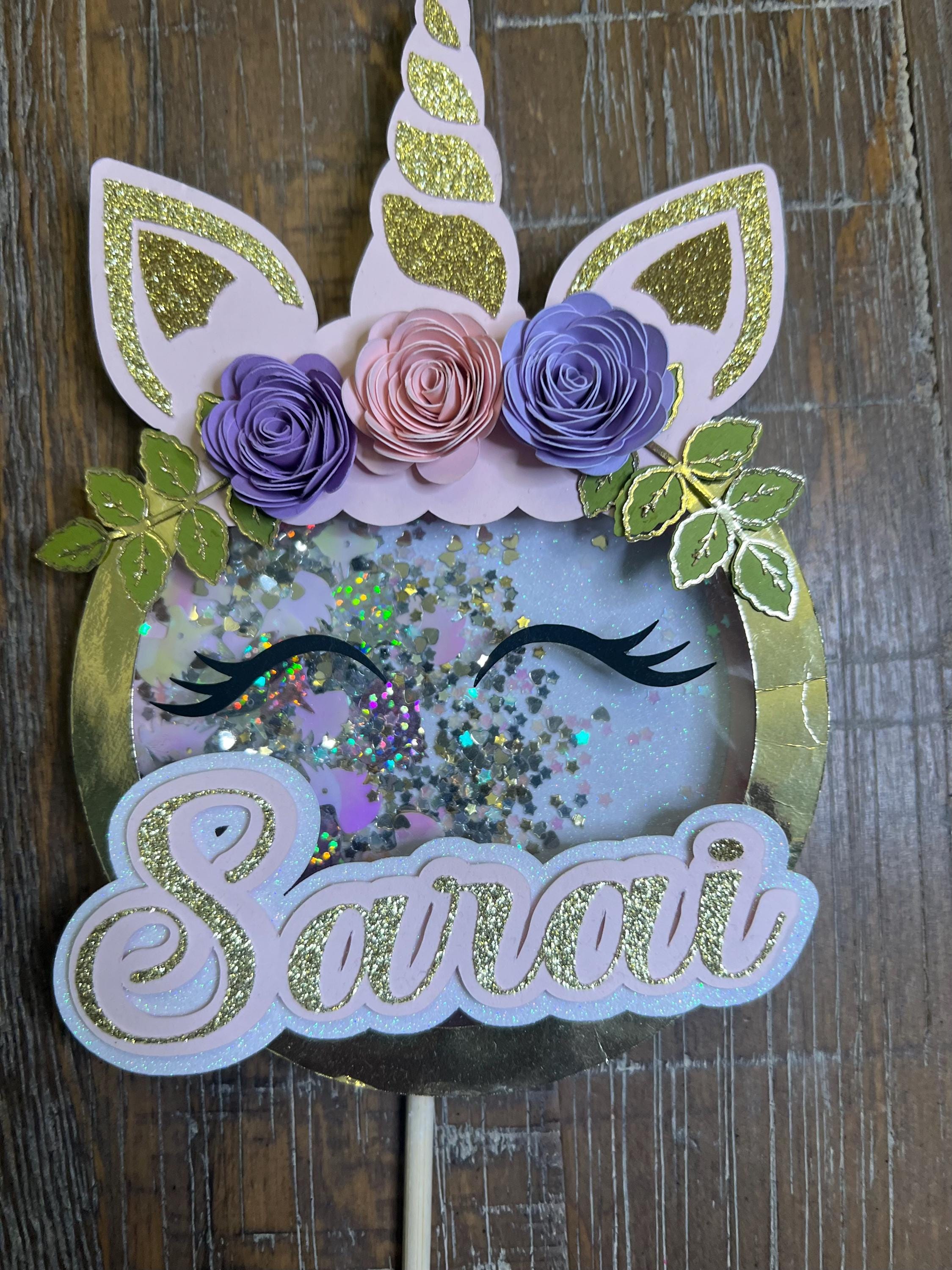 Unicorn Shaker Cake Topper, Magical Unicorn Cake Shaker, Birthday Cake ...