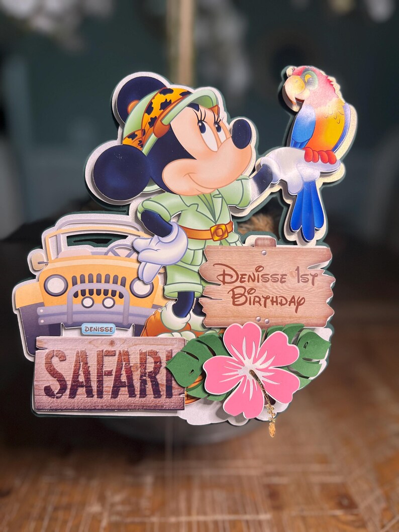 Safari Minnie Mouse Cake Topper, Birthday Minnie Mouse Topper - Etsy