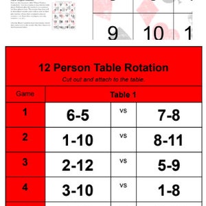 12 Person Euchre Rotation - Etsy