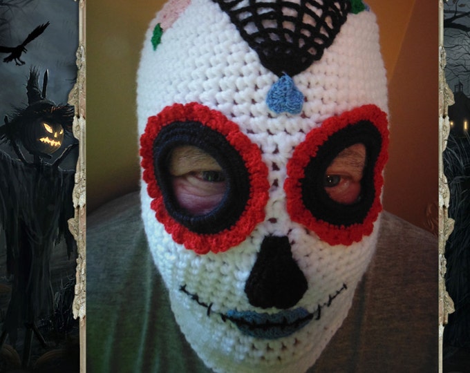Sugar Skull Mask Crochet Pattern PDF Download Day of the Dead Halloween ...
