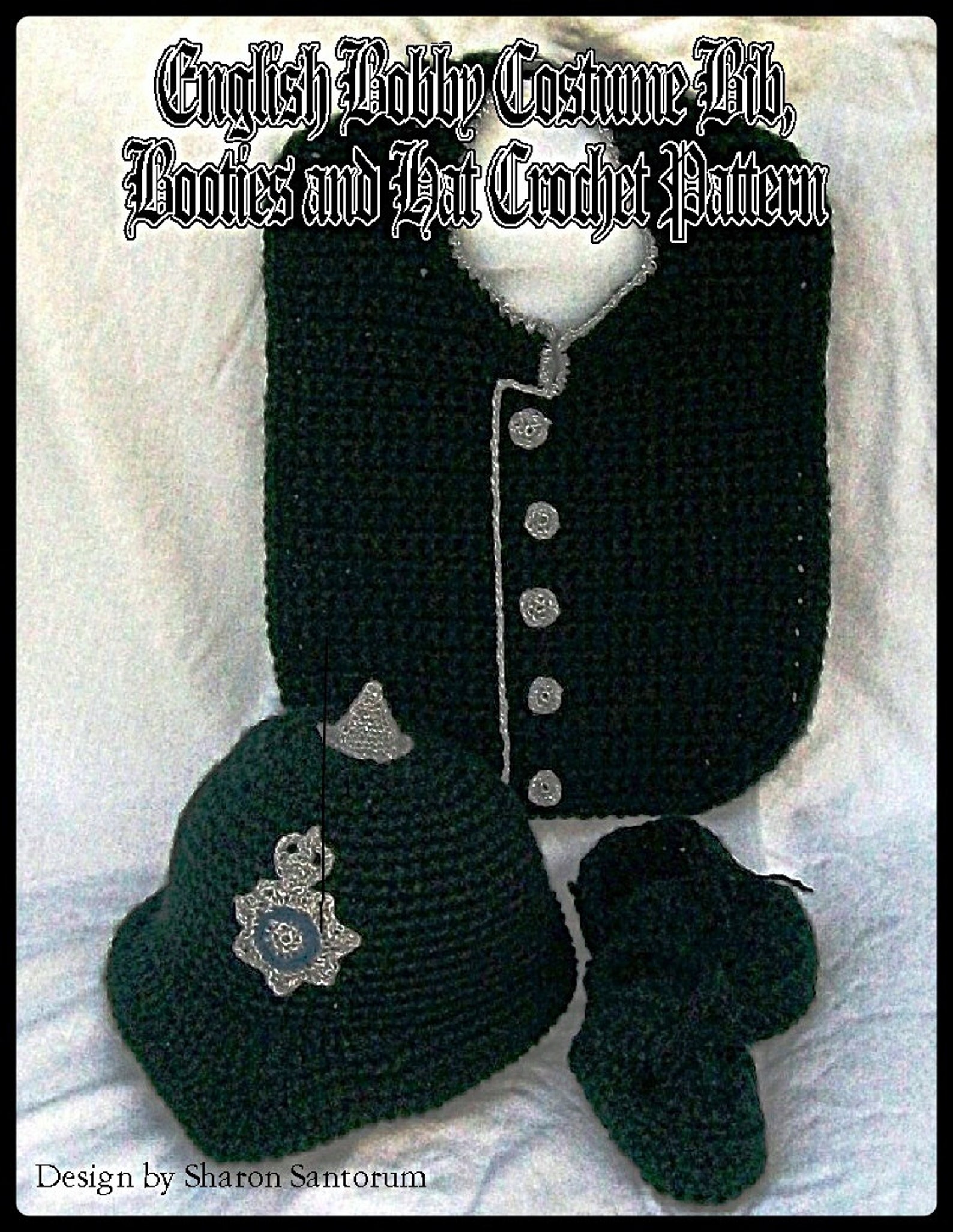 English Bobby Costume Bib, Booties and Hat Crochet Pattern PDF ...