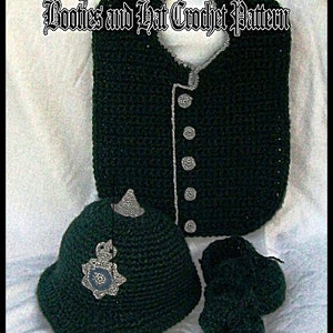 English Bobby Costume Bib, Booties and Hat Crochet Pattern PDF ...