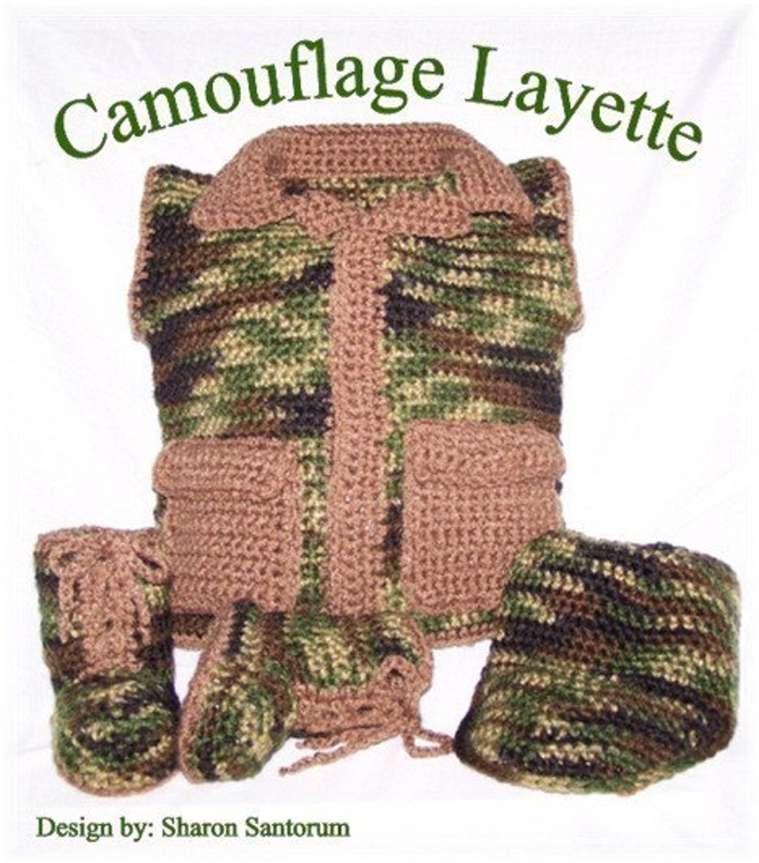 Camouflage Hunting Vest Layette Booties and Hat Crochet Pattern PDF ...