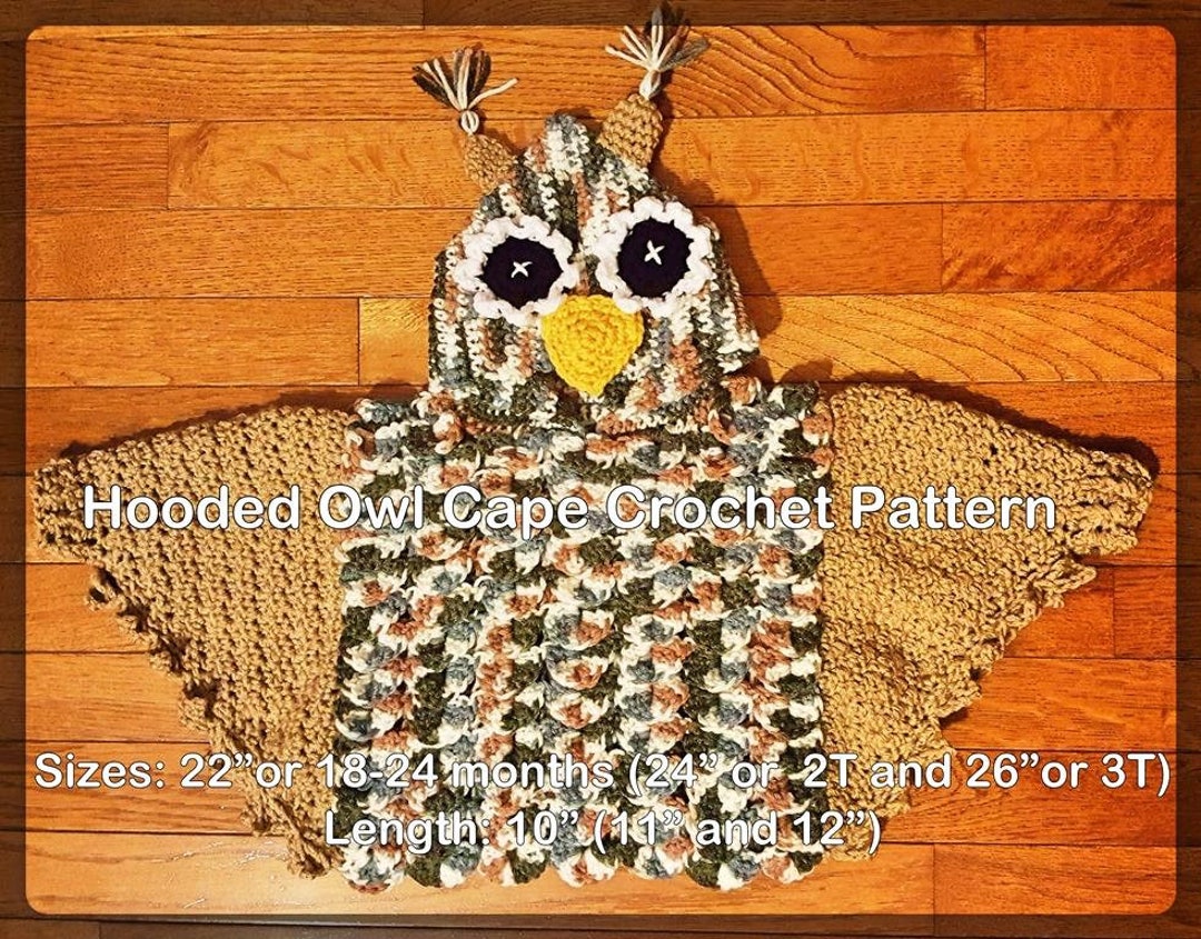 Hooded Owl Poncho or Cape Crochet Pattern PDF - INSTANT DOWNLOAD - Etsy