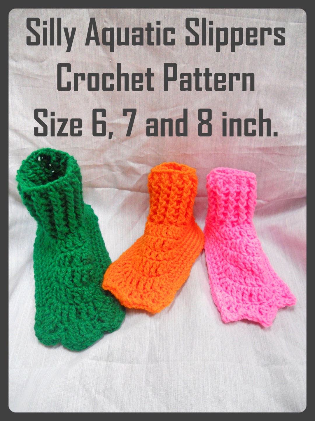 Silly Aquatic Slippers in Sizes 6”, 7” and 8” Crochet Pattern - Etsy