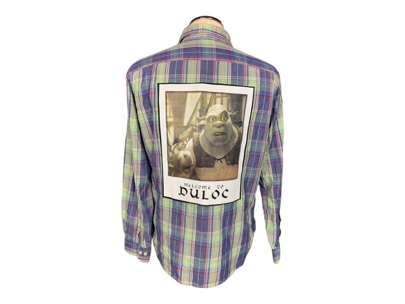Shrek "welcome to Duloc" Flannel Shirt | Reworked, Upcycled, Ogre ...