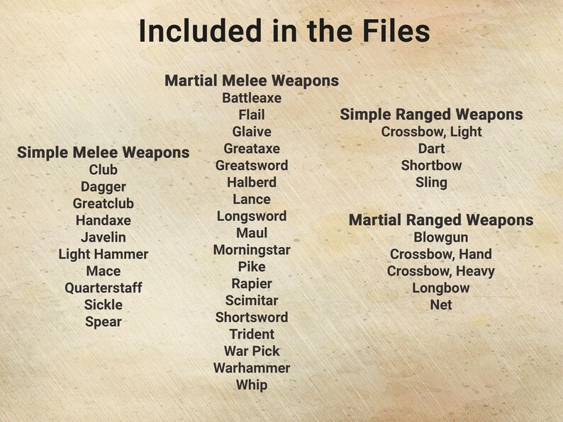 Dnd Weapon Cards Illustrated Printable Dnd 5e Item Cards Dungeons and ...