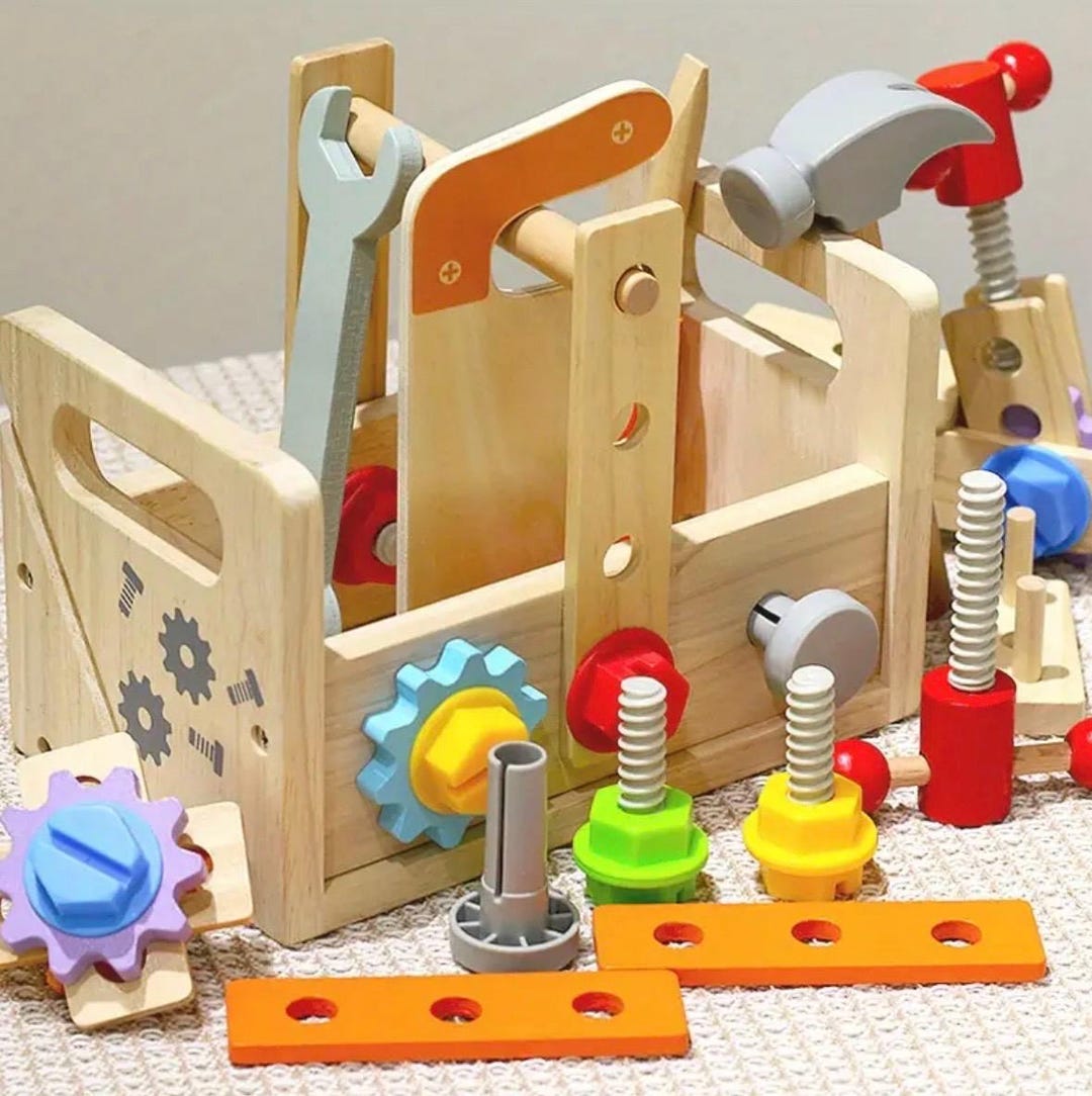 Wooden Educational Tool Set - Interchangeable Screwdriver & Nut ...