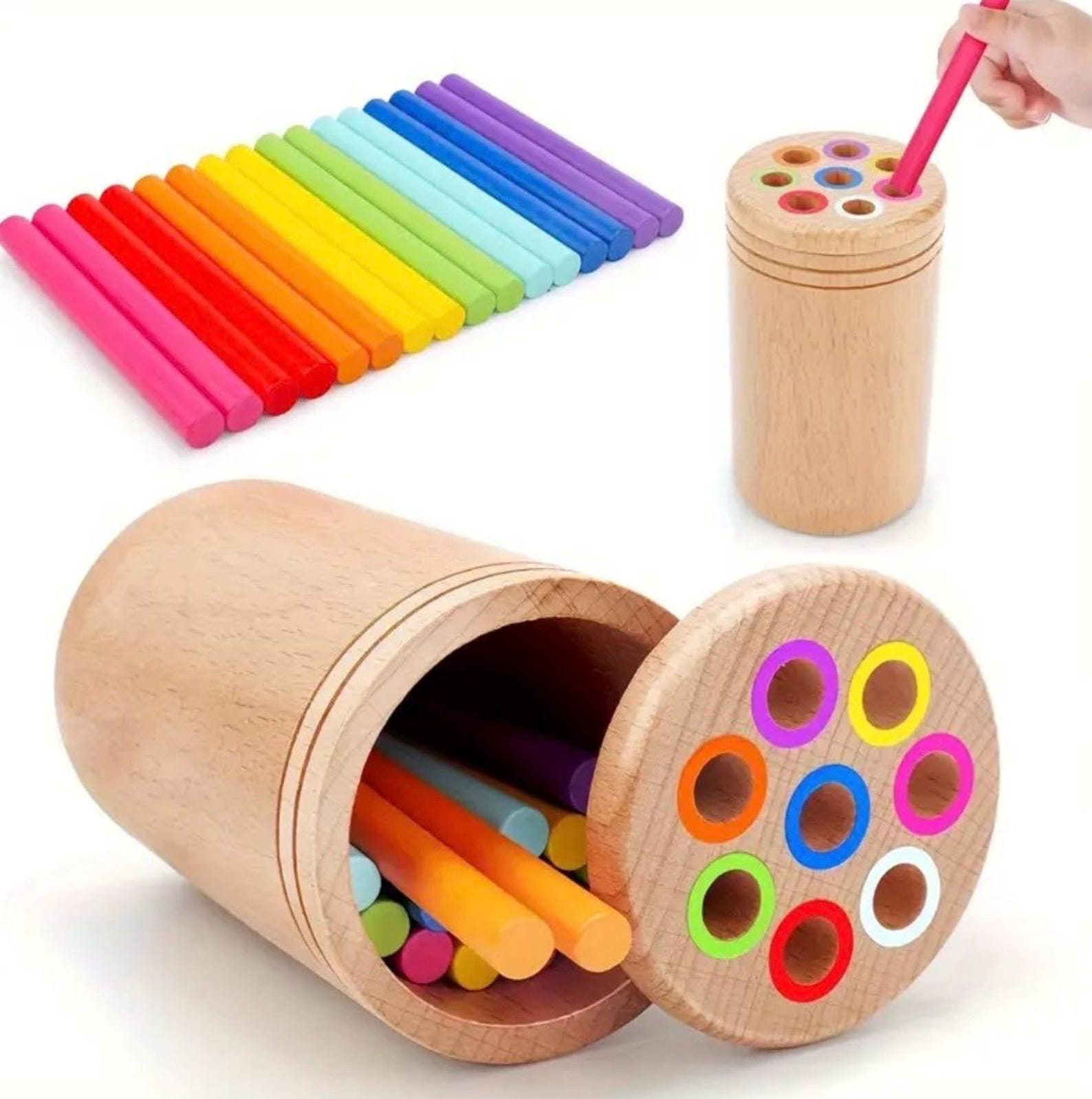 Wooden Color Sorting Montessori Toy: Fine Motor Skills - Etsy